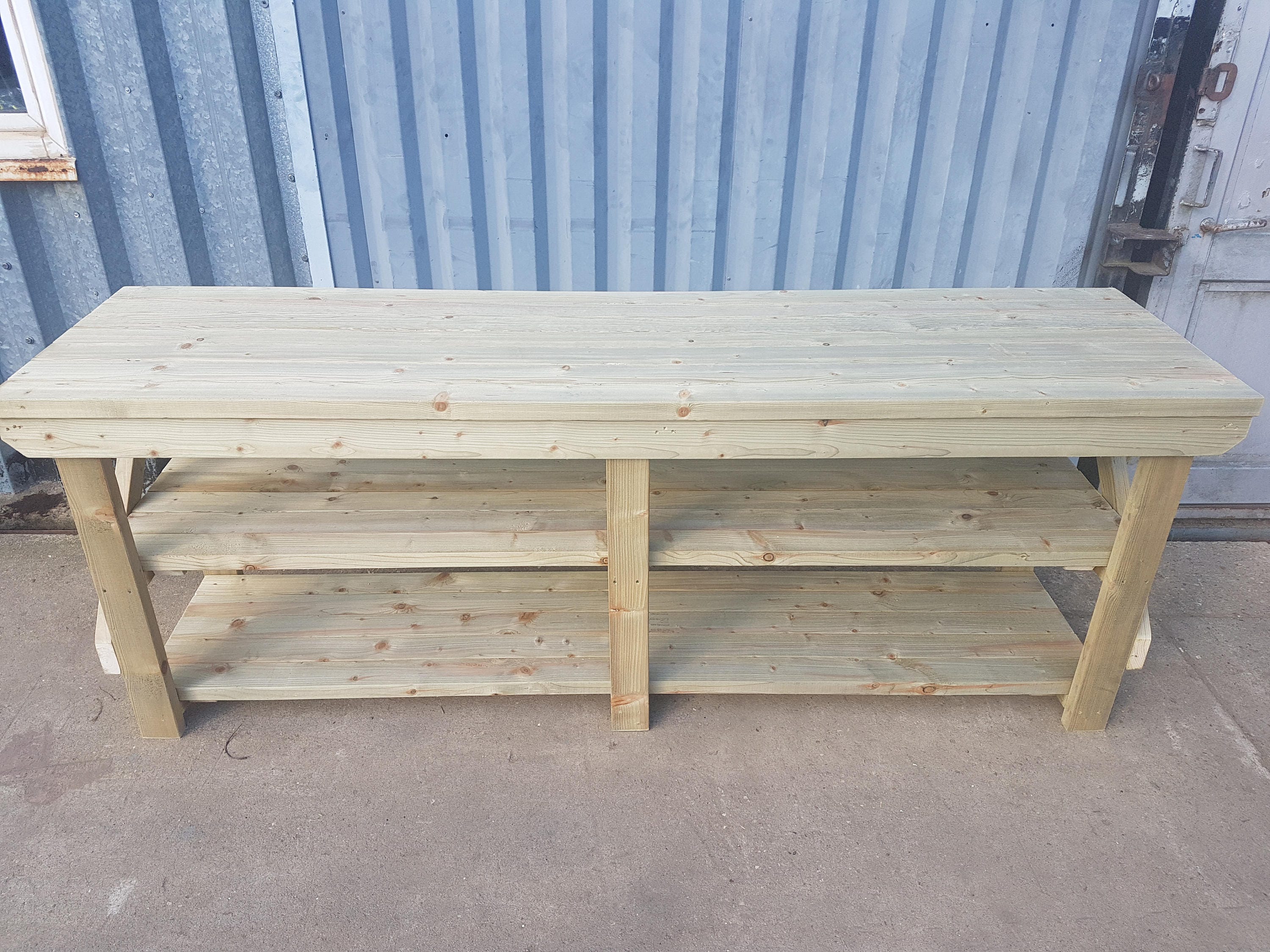 Wooden Indoor/Outdoor Workbench With Double Shelf | Etsy