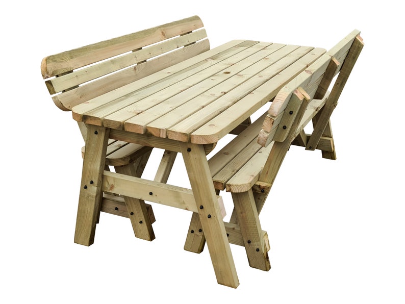 Wooden Picnic Table and Bench Set With Back-rest Victoria - Etsy UK