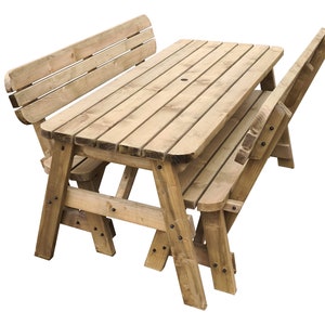 Wooden Picnic Table and Bench Set With Back-rest Victoria - Etsy UK