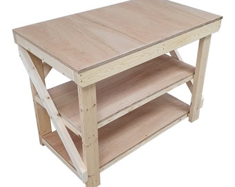 Wooden Workbench 18mm MDF Top With Back and Double Shelf - Etsy
