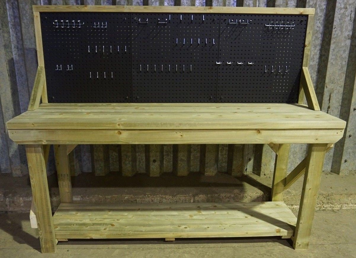 Wooden Workbench With Pegboard