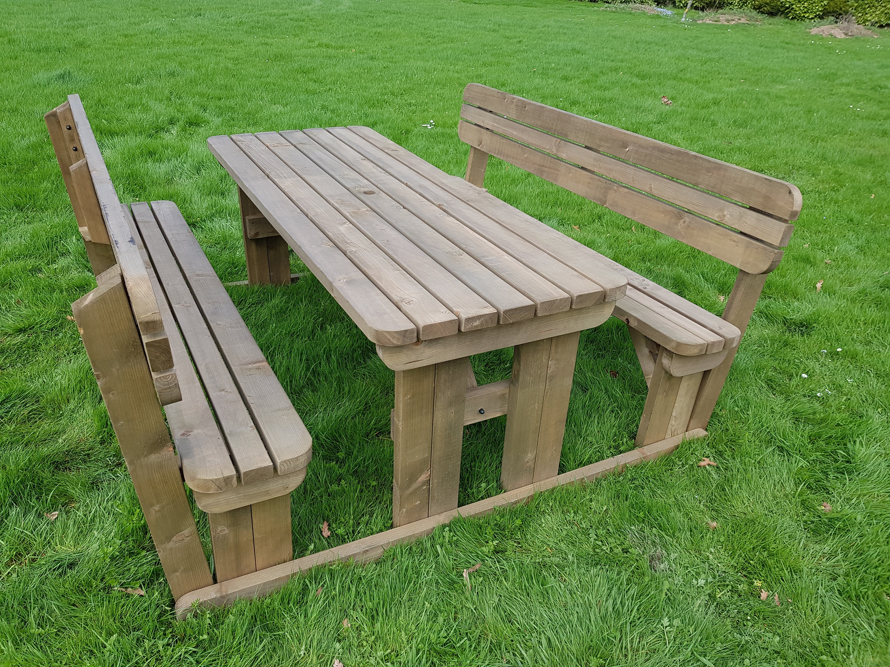 Wooden Picnic Table and Bench Set With Back Rest Alders | Etsy
