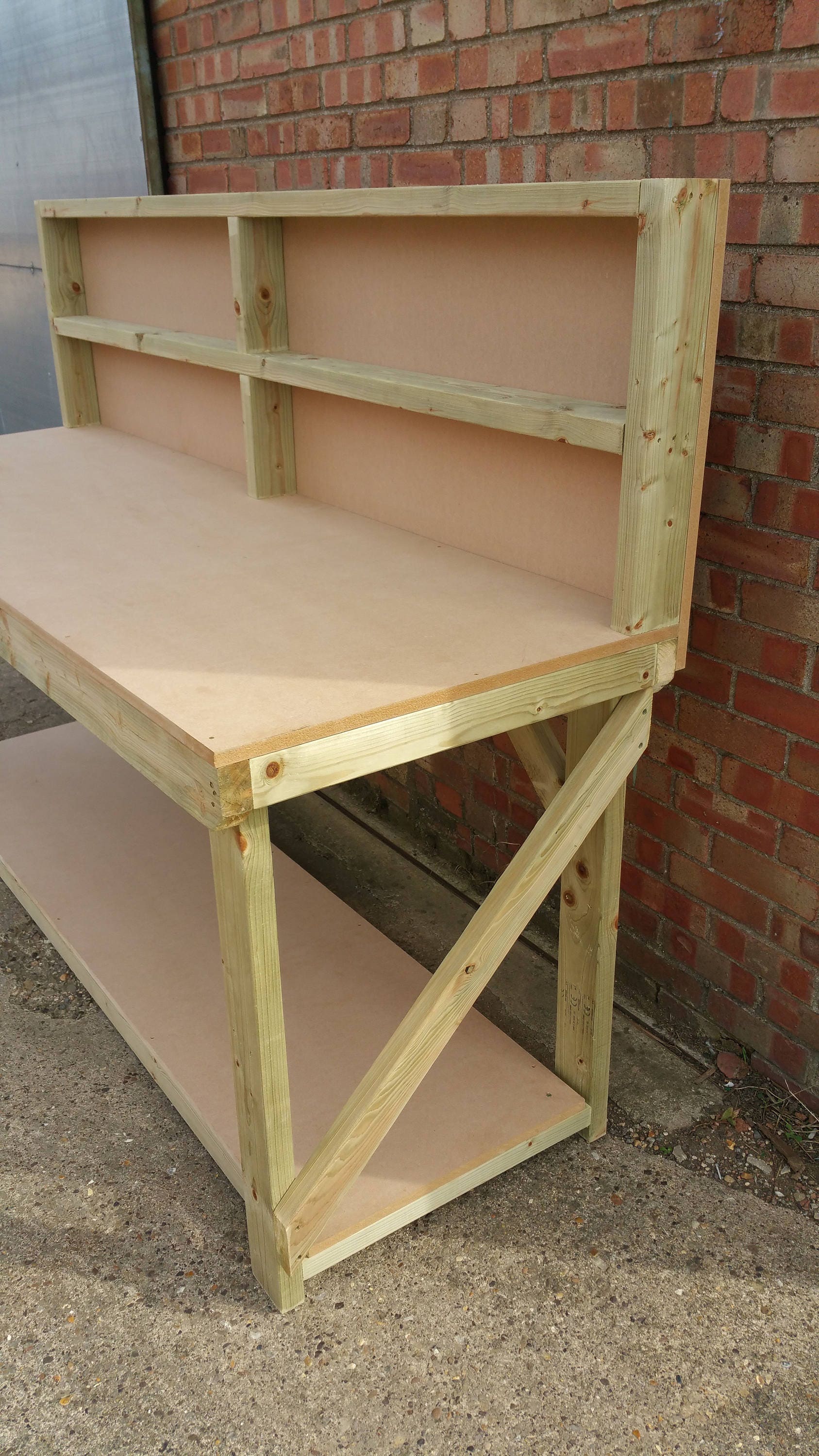 Wooden Workbench 18mm MDF Top With Back - Etsy UK
