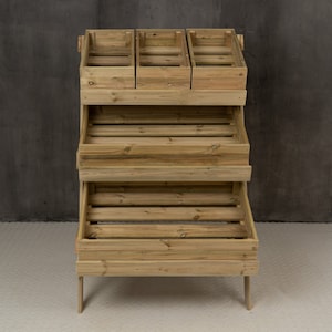 Produce, Bakery Display Stand With Wooden Boxes - Commercial Veg and ...