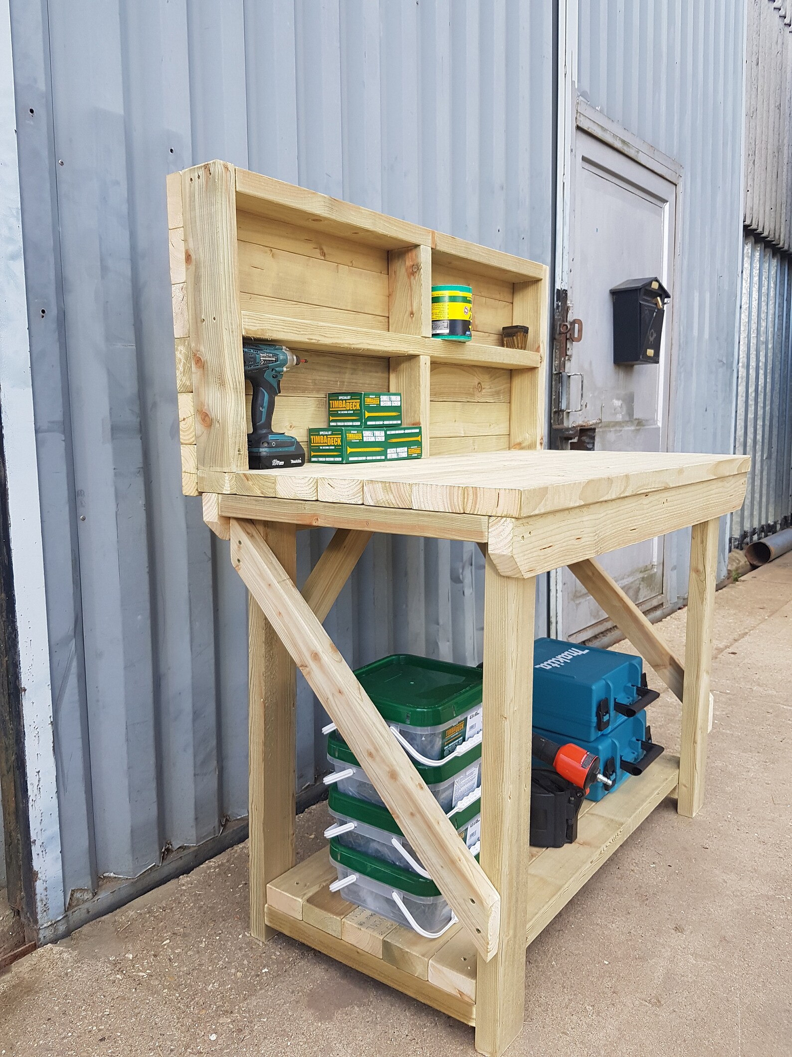 Wooden Indoor/Outdoor Workbench With Back Panel | Etsy