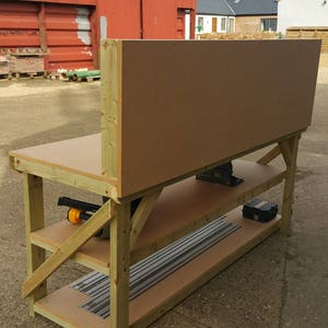 Wooden Workbench 18mm MDF Top With Back and Double Shelf - Etsy