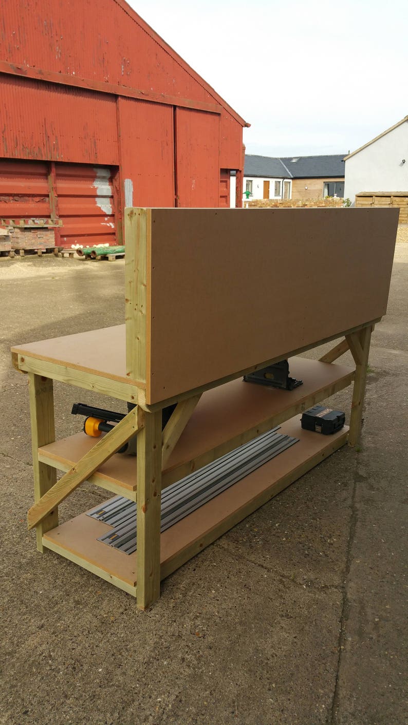 Wooden Workbench 18mm MDF Top With Back and Double Shelf - Etsy