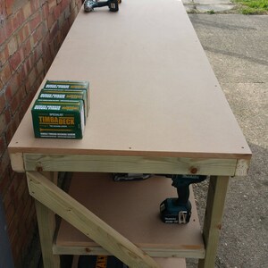 Wooden Workbench 18mm MDF Top, Double Shelf - Etsy UK