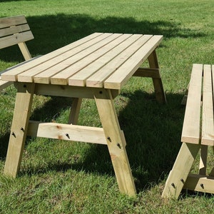 Wooden Picnic Table and Bench Set With Back-rest Victoria | Etsy UK
