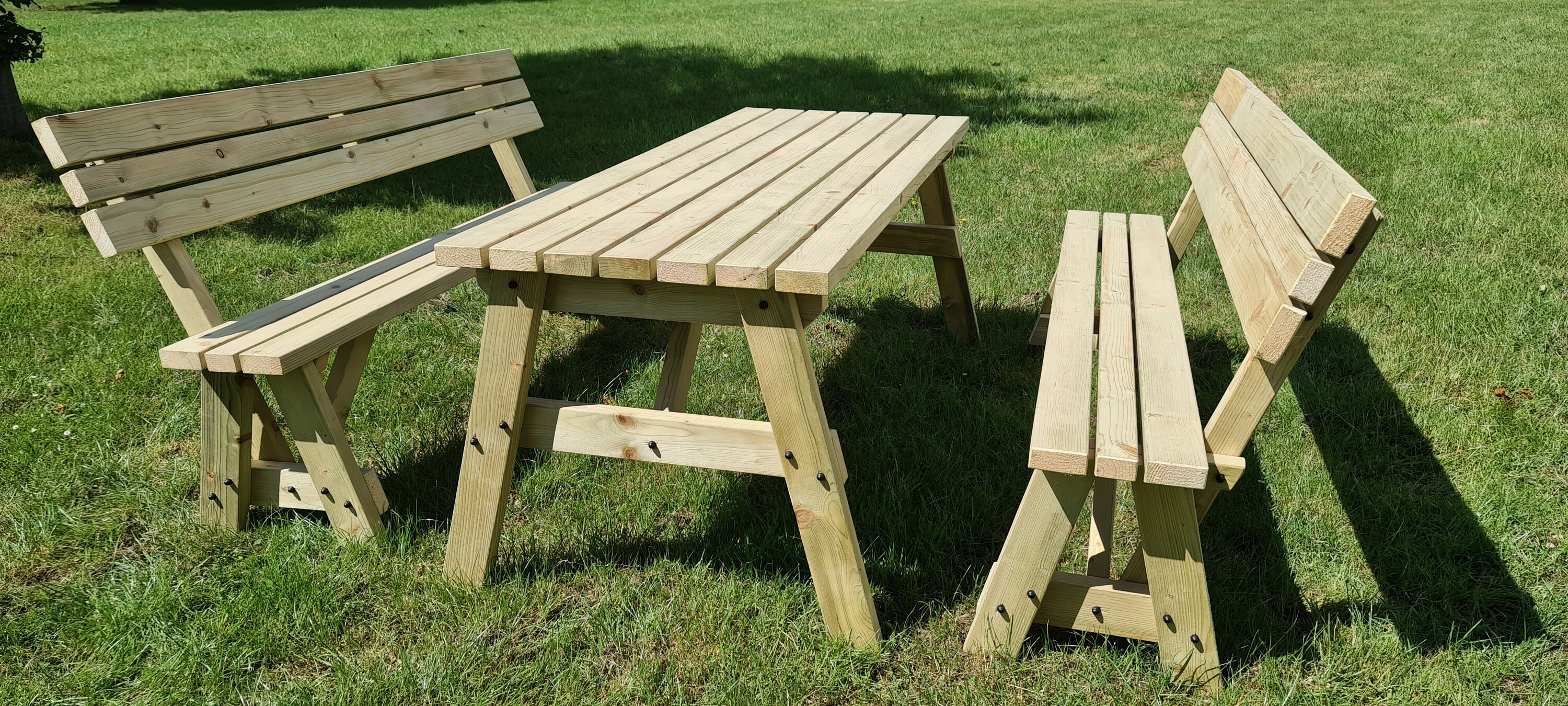 Wooden Picnic Table and Bench Set With Back-rest Victoria | Etsy UK