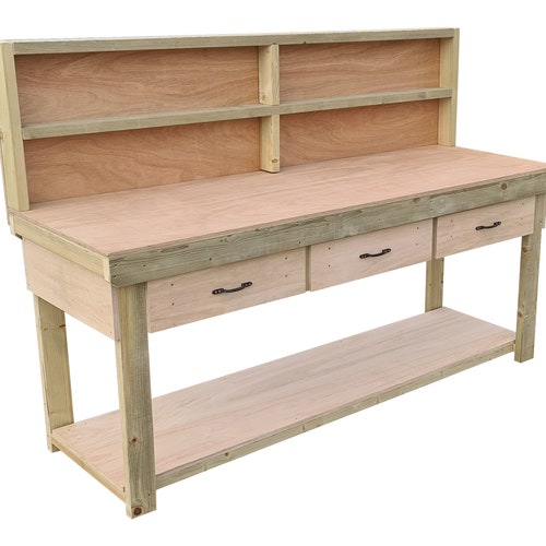 Wooden Indoor/outdoor Workbench With Back Panel and Double - Etsy UK