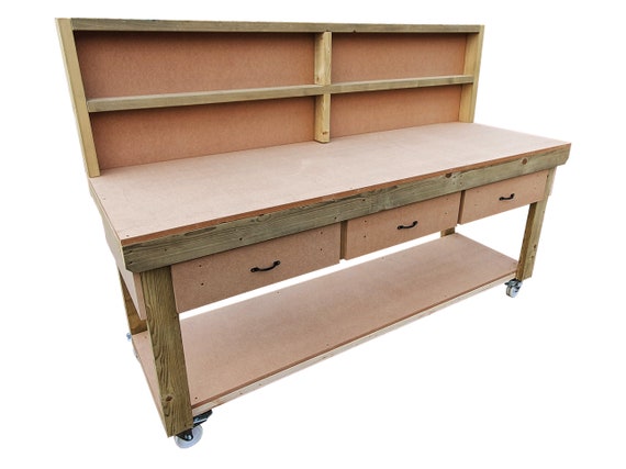 Wooden MDF Top Workbench With Drawers Industrial Heavy-duty - Etsy