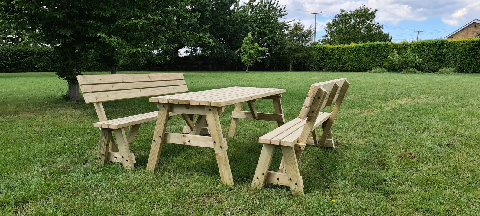 Wooden Picnic Table and Bench Set With Back-rest Victoria | Etsy UK