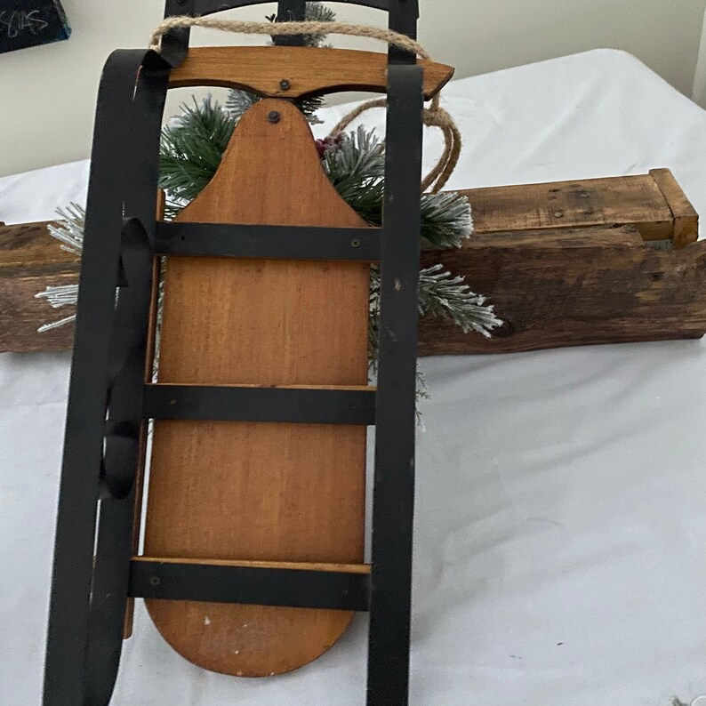 Handmade Christmas Sled/skiing/snow Wall/door Wreath Hanging OR Vintage ...