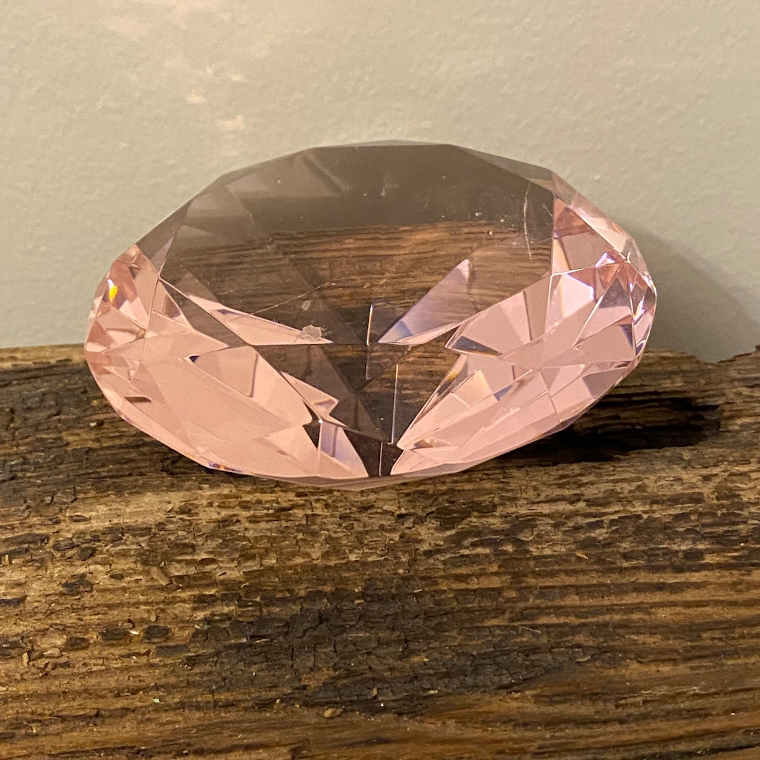 Pink Diamond Paperweight OR Mother of Pearl Carved Pin Brooch OR Green ...