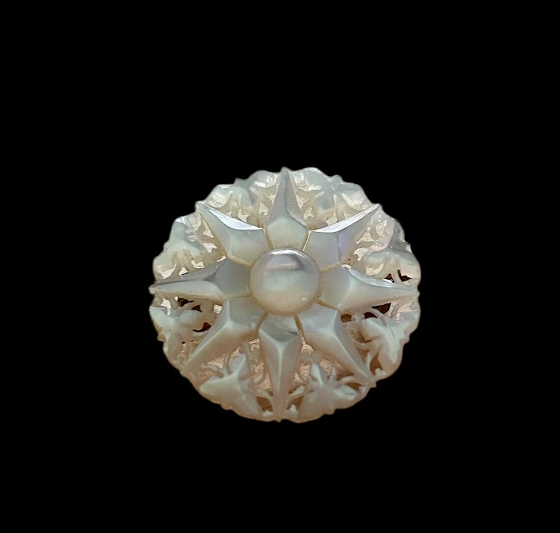 Pink Diamond Paperweight OR Mother of Pearl Carved Pin Brooch OR Green ...