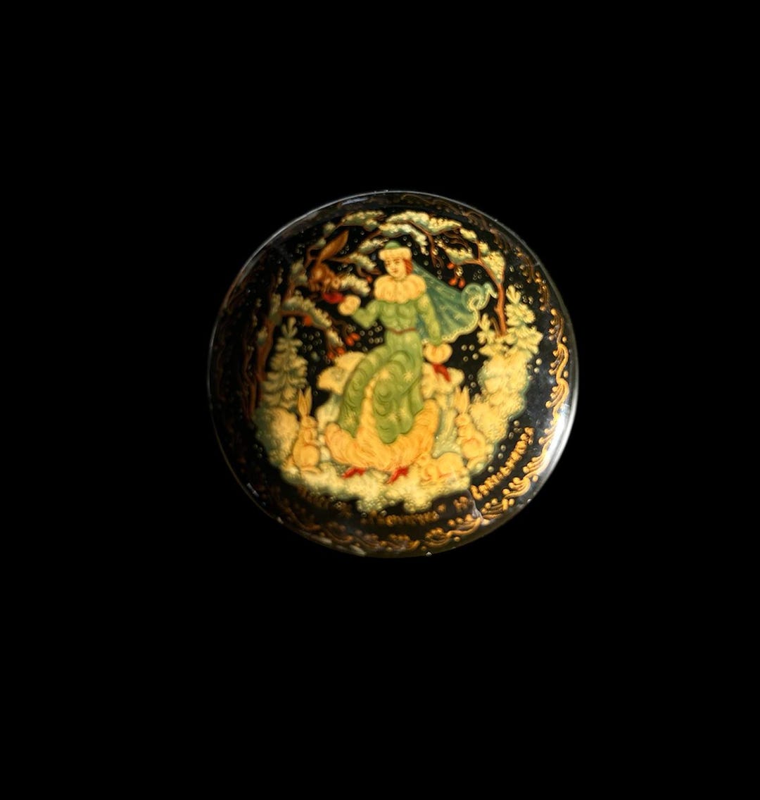 Hand Painted Beautiful Russian Black Lacquered/woman Trinket Box, OR ...