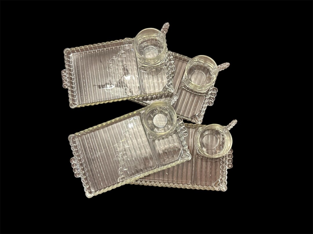 3 Vintage Glass Snack Plates W/cups or 1 Salt Pepper Shakers. or 5 ...