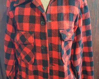Vintage Woolwich Red Black Check Buffalo Plaid Coat - Etsy