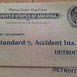 Vintage 1900s Era Standard Life Insurance Papers, Post Cards, Tickets ...