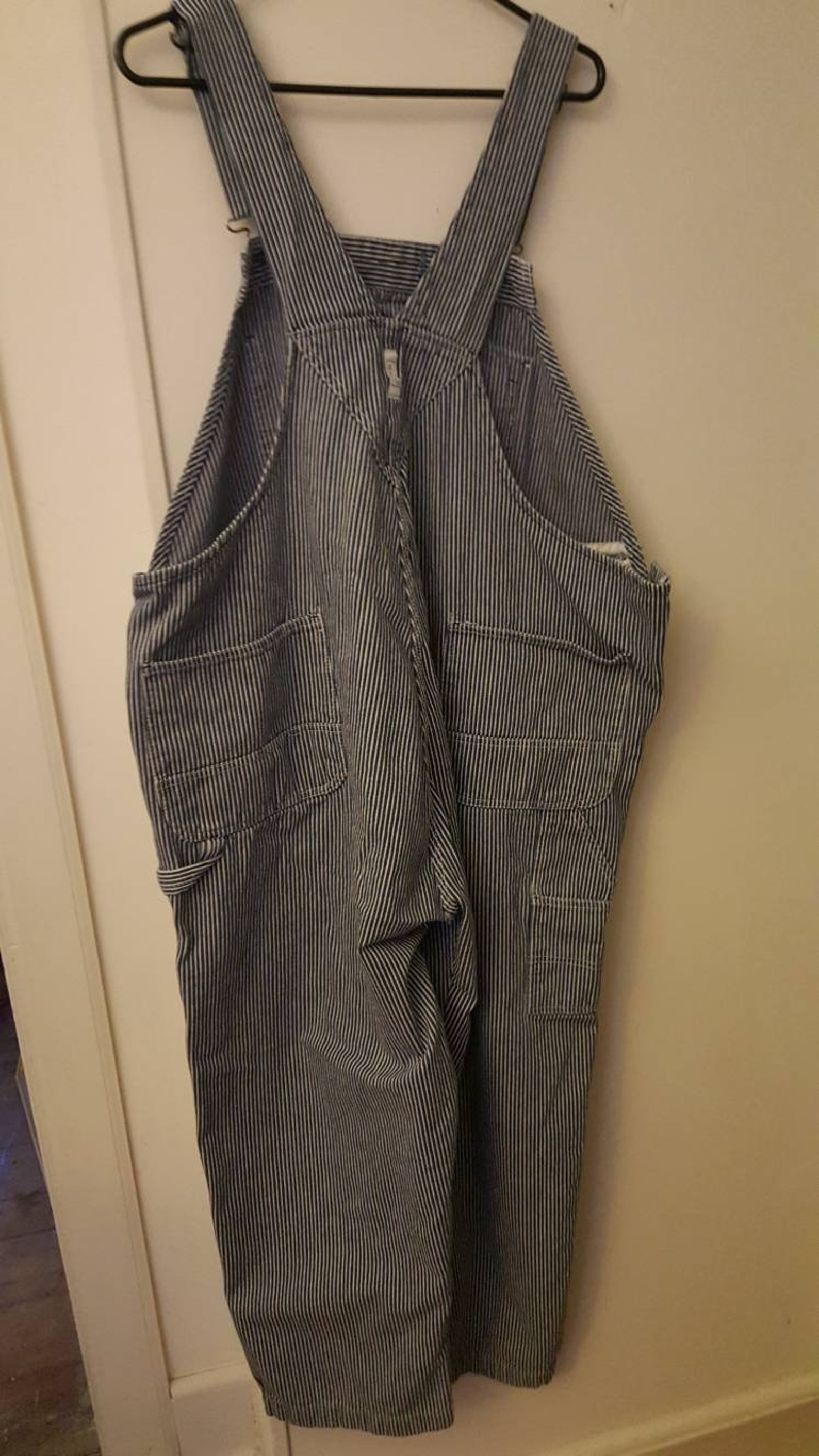 Men's Key engineer bib overalls. Blue/white stripe heavy | Etsy