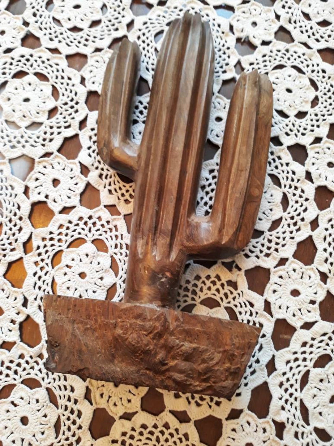 Wood Carved Saguaro Cactus. Hardwood, Stained, Sealed. Southwestern ...