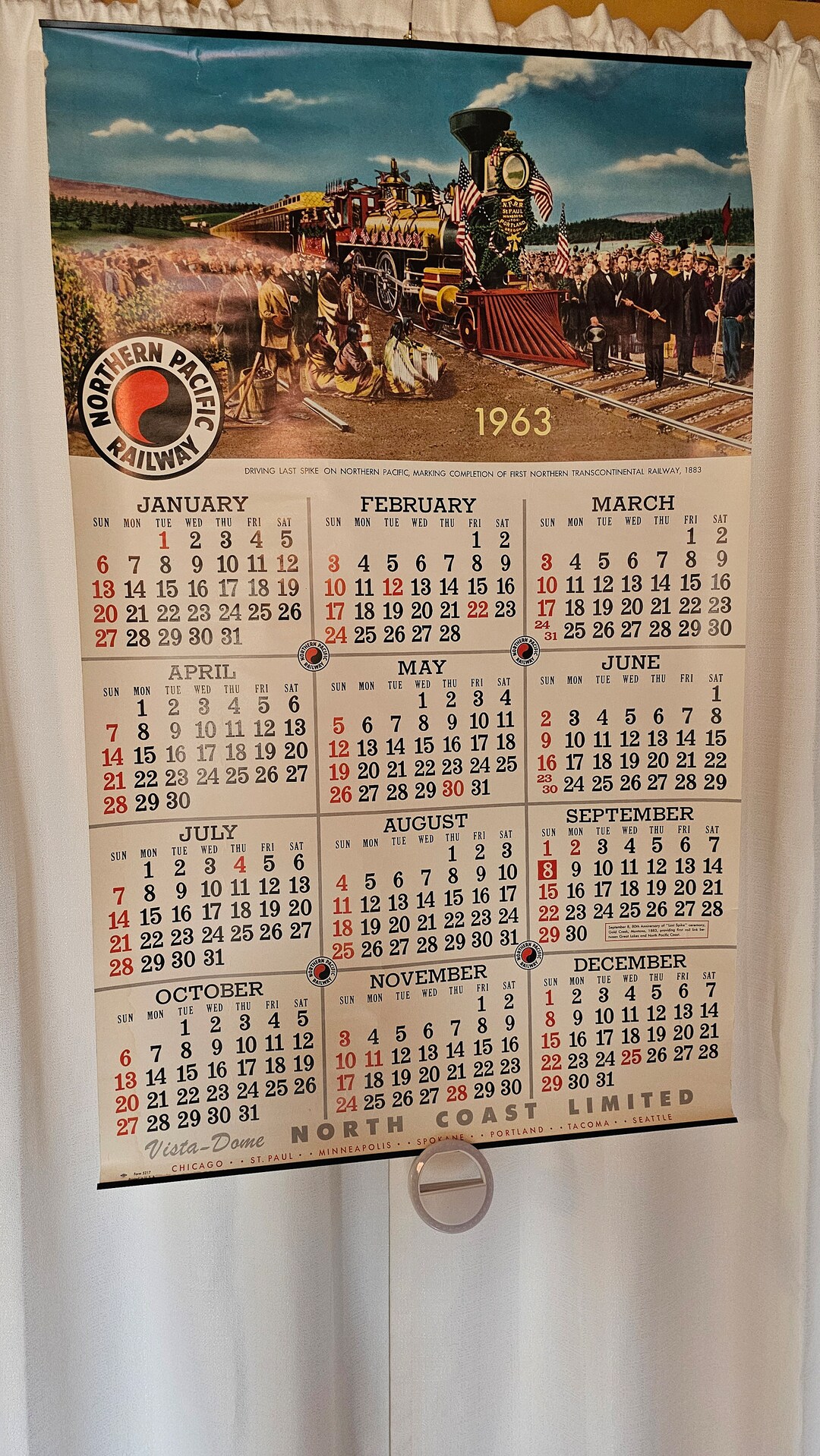 Vintage Northern Pacific 1963 Wall Calendar. FREE SHIPPING - Etsy