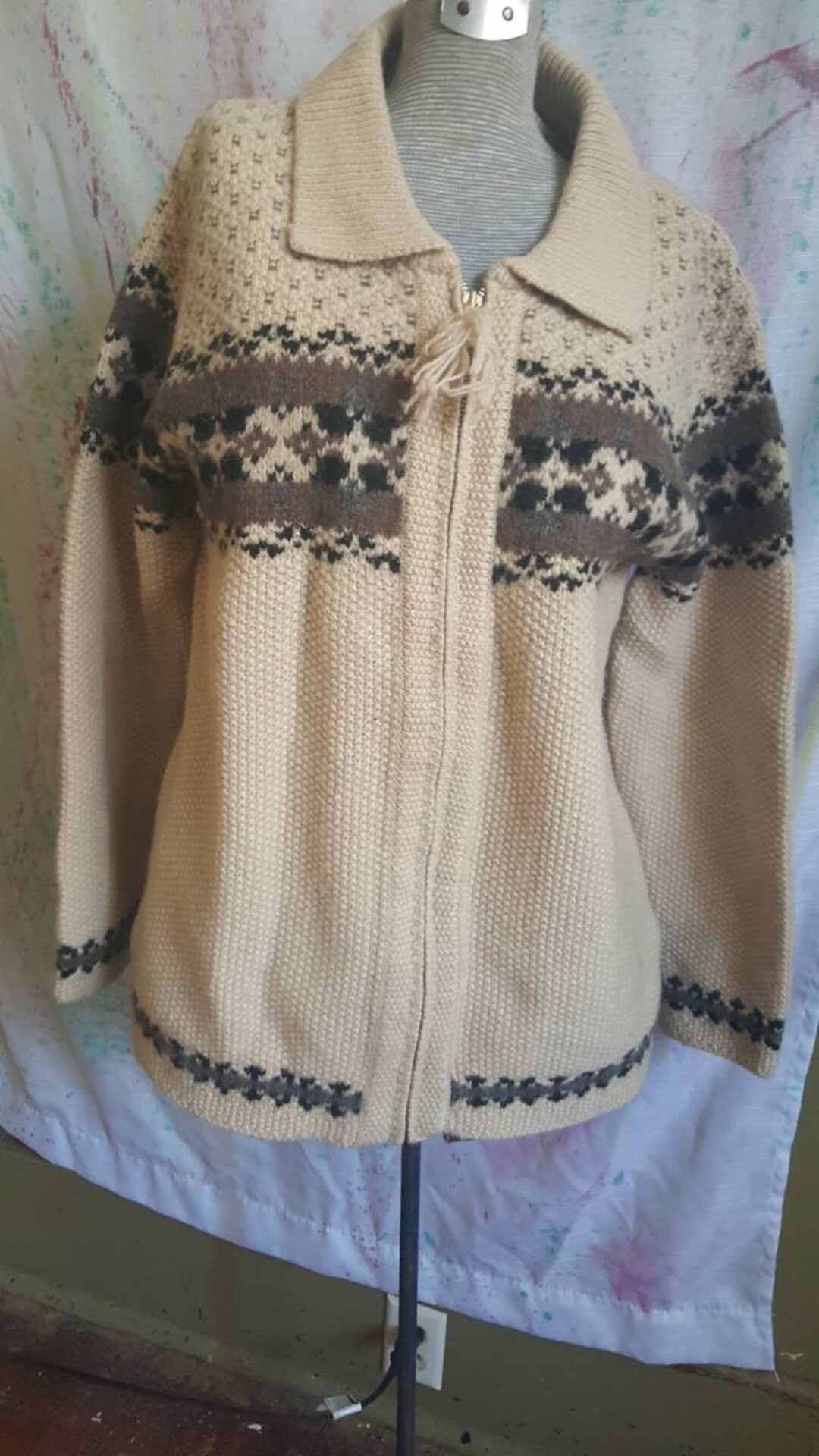 Vintage 1990s Era Women's Wool Sweater From Maurices. Beige, Tan, Black ...