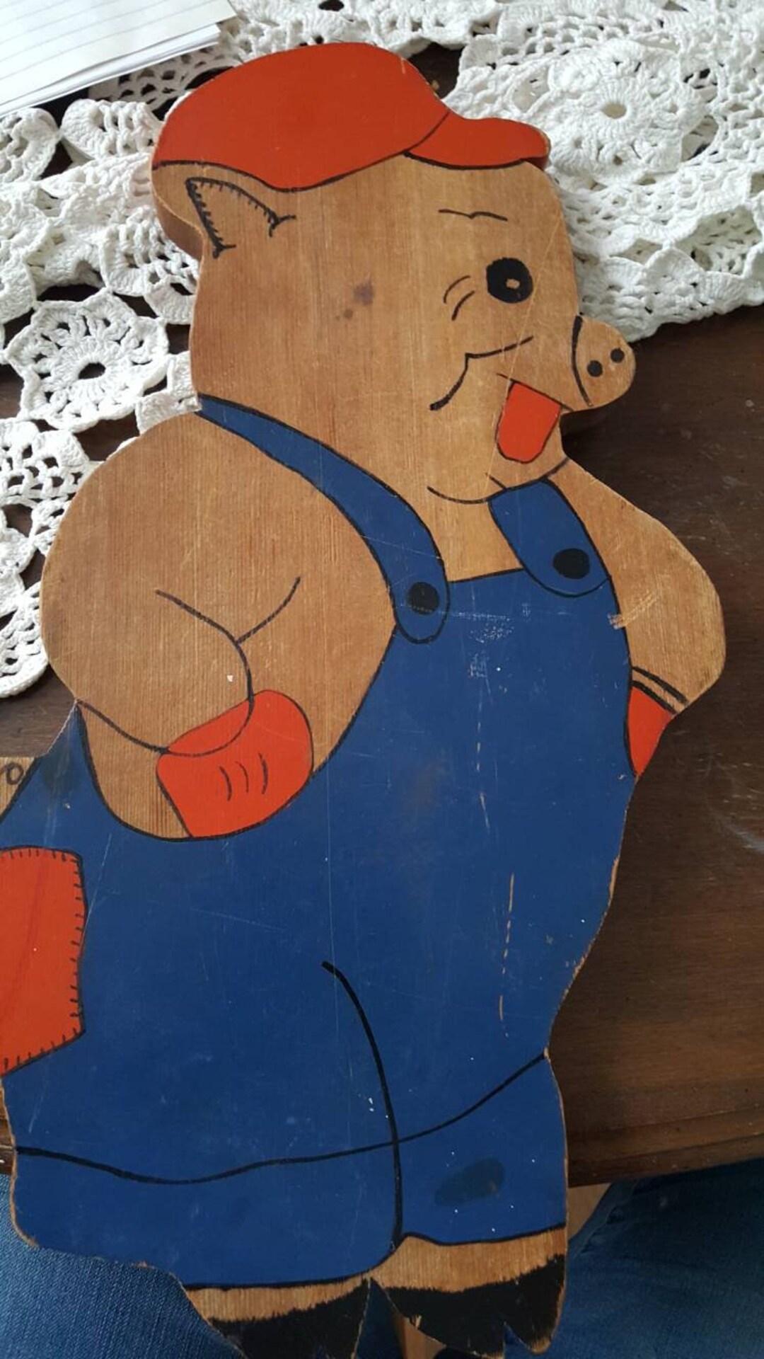 Vintage 1940s Era Wooden Pig Wall Hanging. Handmade. 16.5 Tall X 8 Wide ...