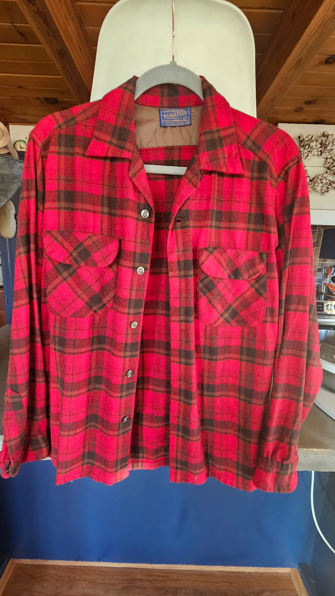 Vintage Pendleton Wool Men's Red and Gray Plaid Shirt Size Medium - Etsy