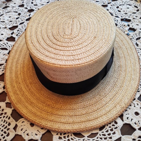 Straw Boater Hat - Etsy