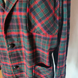 Vintage Men's Pendleton Wool Jacket /shirt. Green/red Plaid, Unlined ...