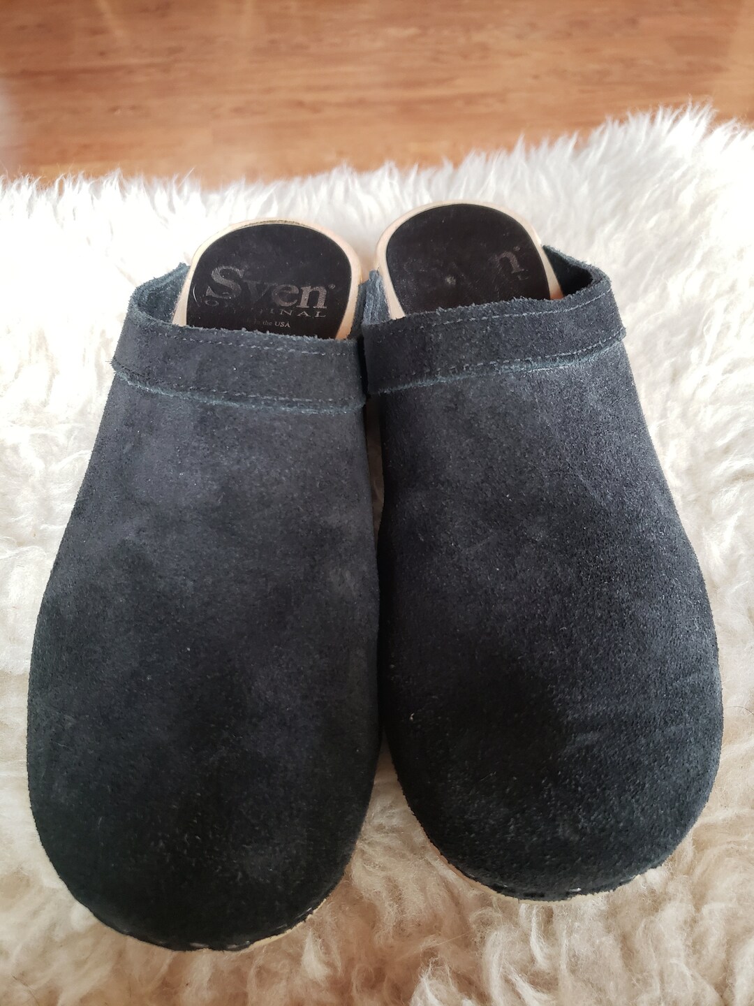 Sven Brand Black Suede Clogs With Wood Soles EU38. FREE SHIPPING - Etsy