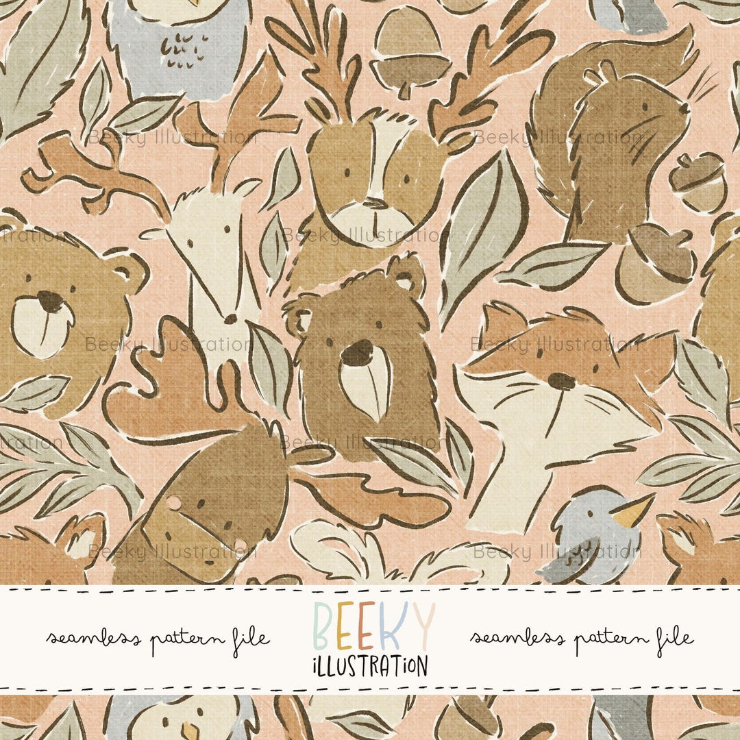 Woodland Animals Seamless Pattern | DIGITAL FILE | Woodland Digital ...