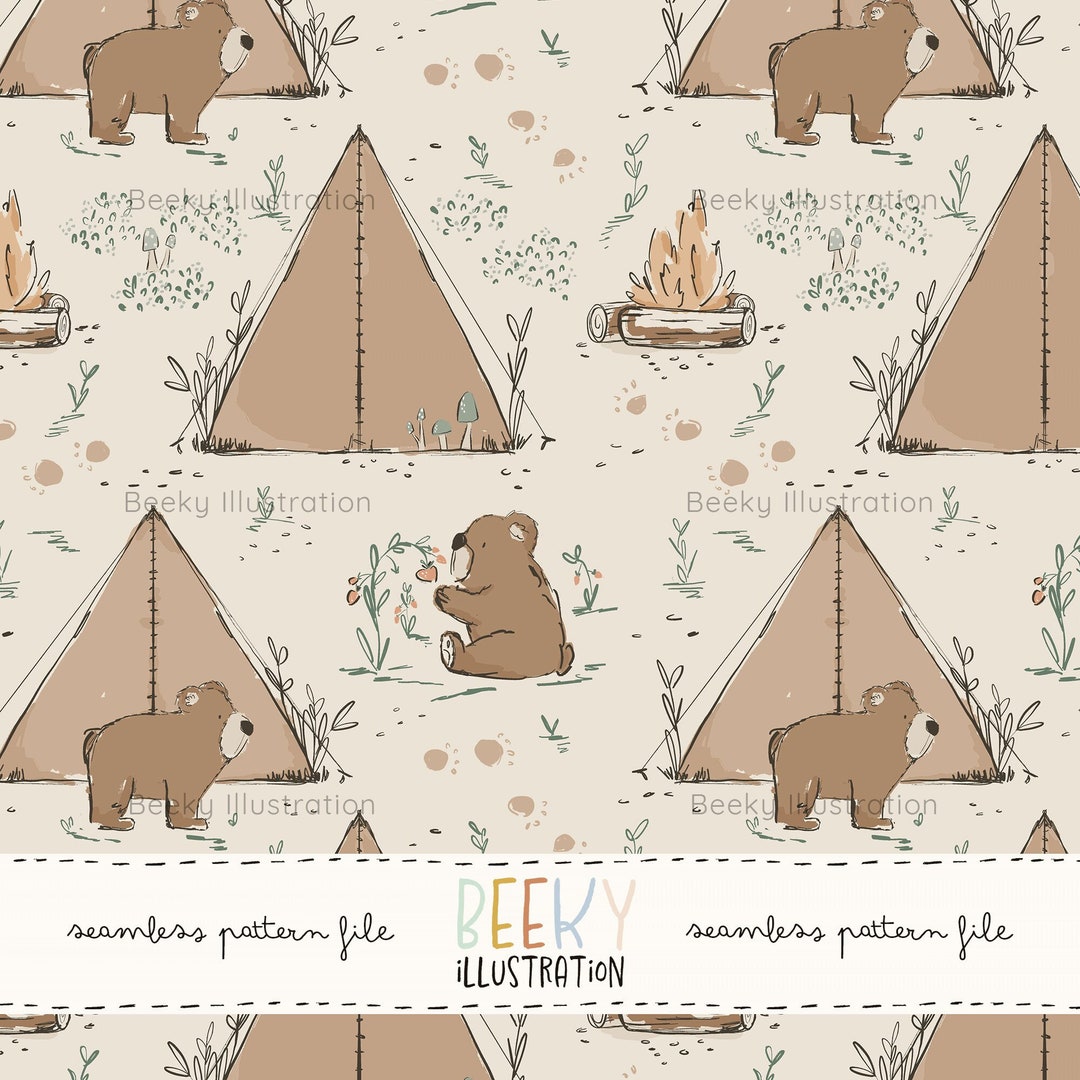 Camping Seamless Pattern | DIGITAL DOWNLOAD | Woodland Digital Paper ...
