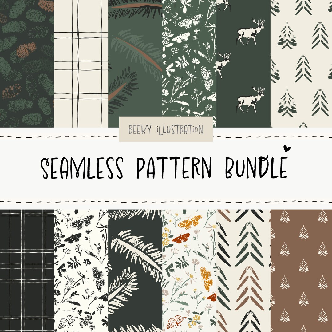 Nature Seamless Pattern Bundle | DIGITAL DOWNLOAD | Woodland Digital ...