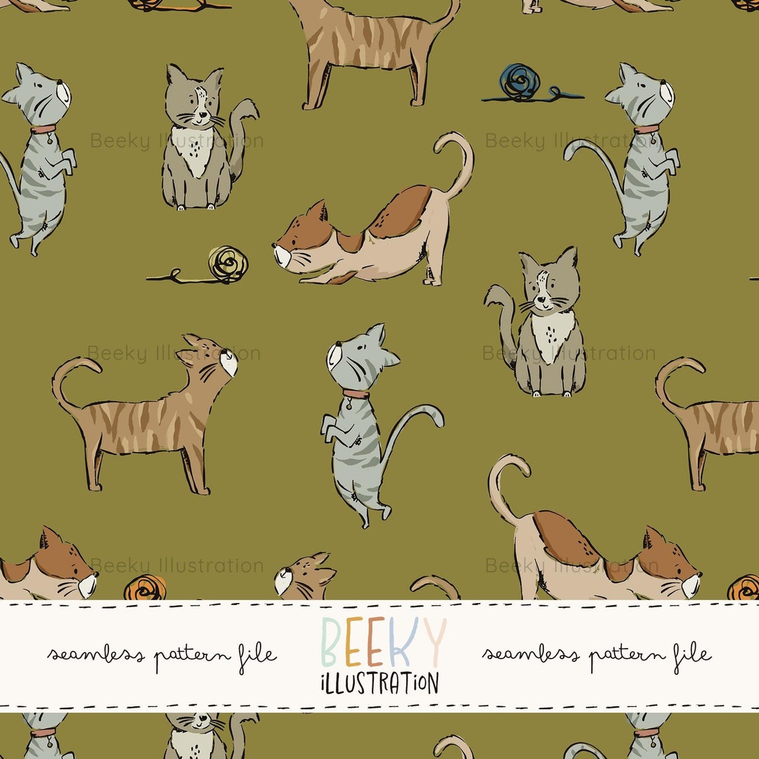 Cat Seamless Pattern | DIGITAL DOWNLOAD | Kitten Seamless Pattern ...