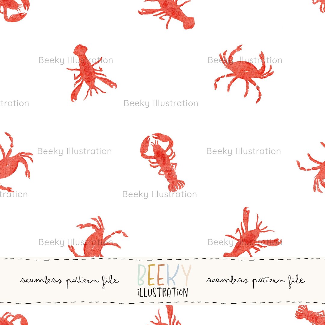 Lobster Seamless Pattern | DIGITAL FILE | Gender Neutral Fabric ...