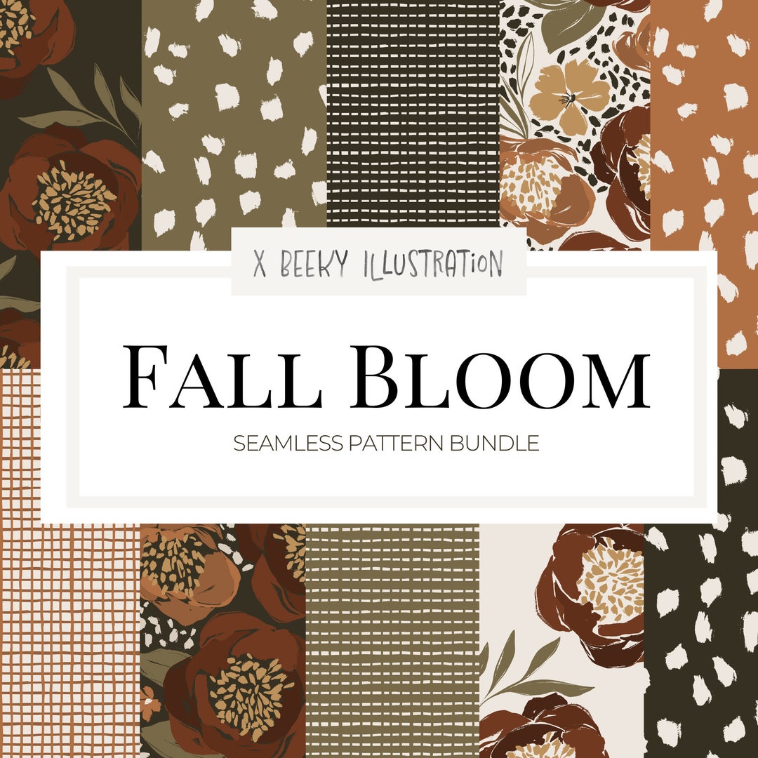 Autumn Floral Seamless Pattern Bundle DIGITAL DOWNLOAD Fall Floral ...