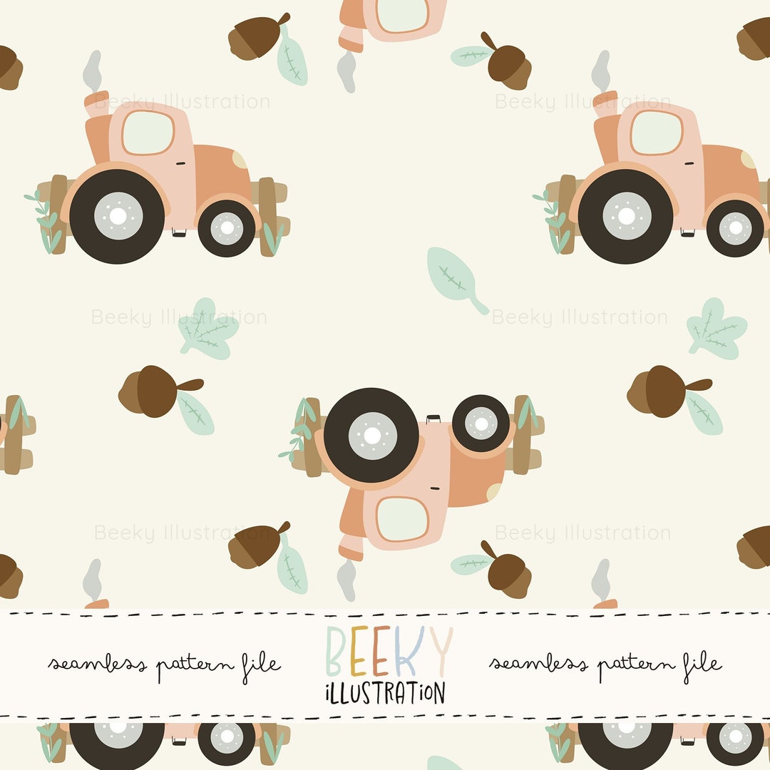 Tractor Seamless Pattern DIGITAL DOWNLOAD Farm Seamless Pattern ...