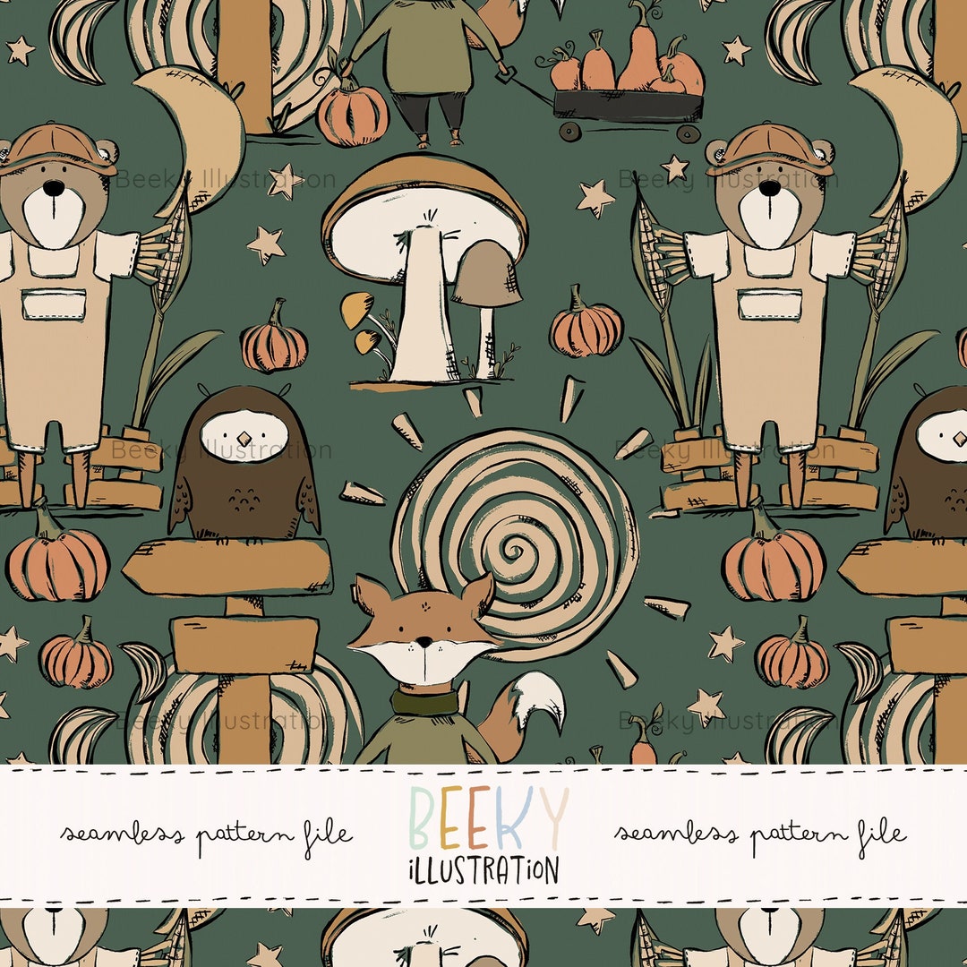 Fall Seamless Pattern DIGITAL DOWNLOAD, Kids Seamless Pattern, Farm ...