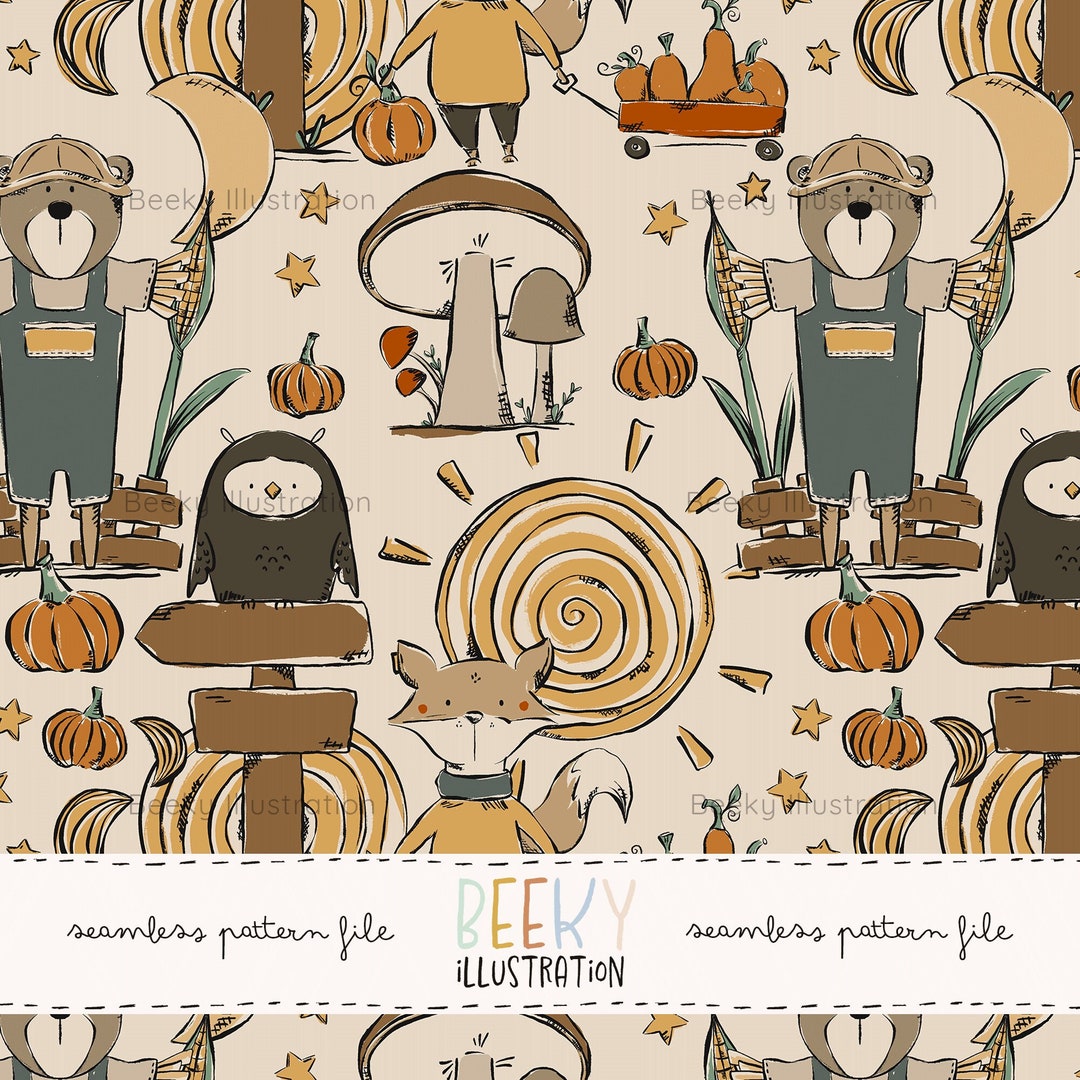 Fall Seamless Pattern | DIGITAL DOWNLOAD | Kids Seamless Pattern, Farm ...