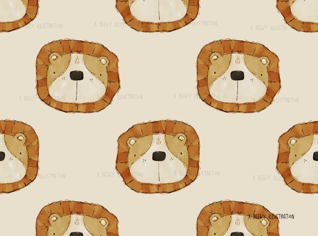 Lion Head Seamless Pattern DIGITAL DOWNLOAD Animal - Etsy