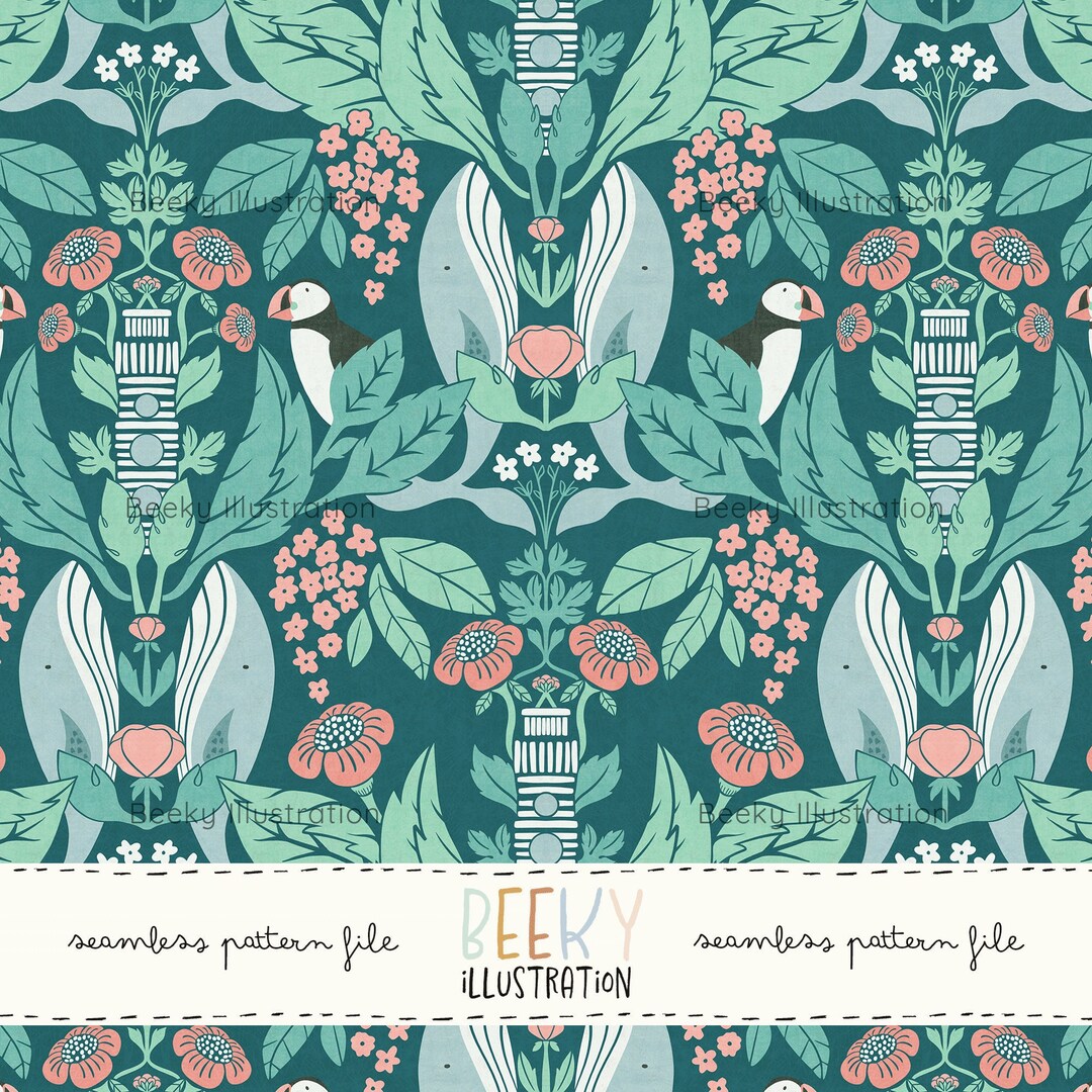 Coastal Damask Seamless Pattern | DIGITAL DOWNLOAD | Nautical Repeating ...
