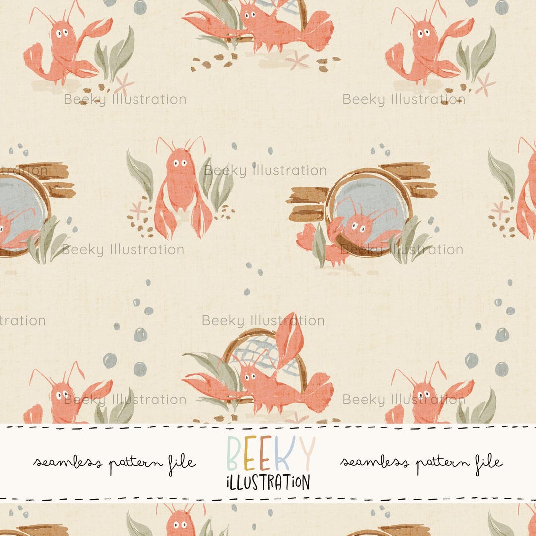 Lobster Seamless Pattern | DIGITAL FILE | Gender Neutral Fabric ...