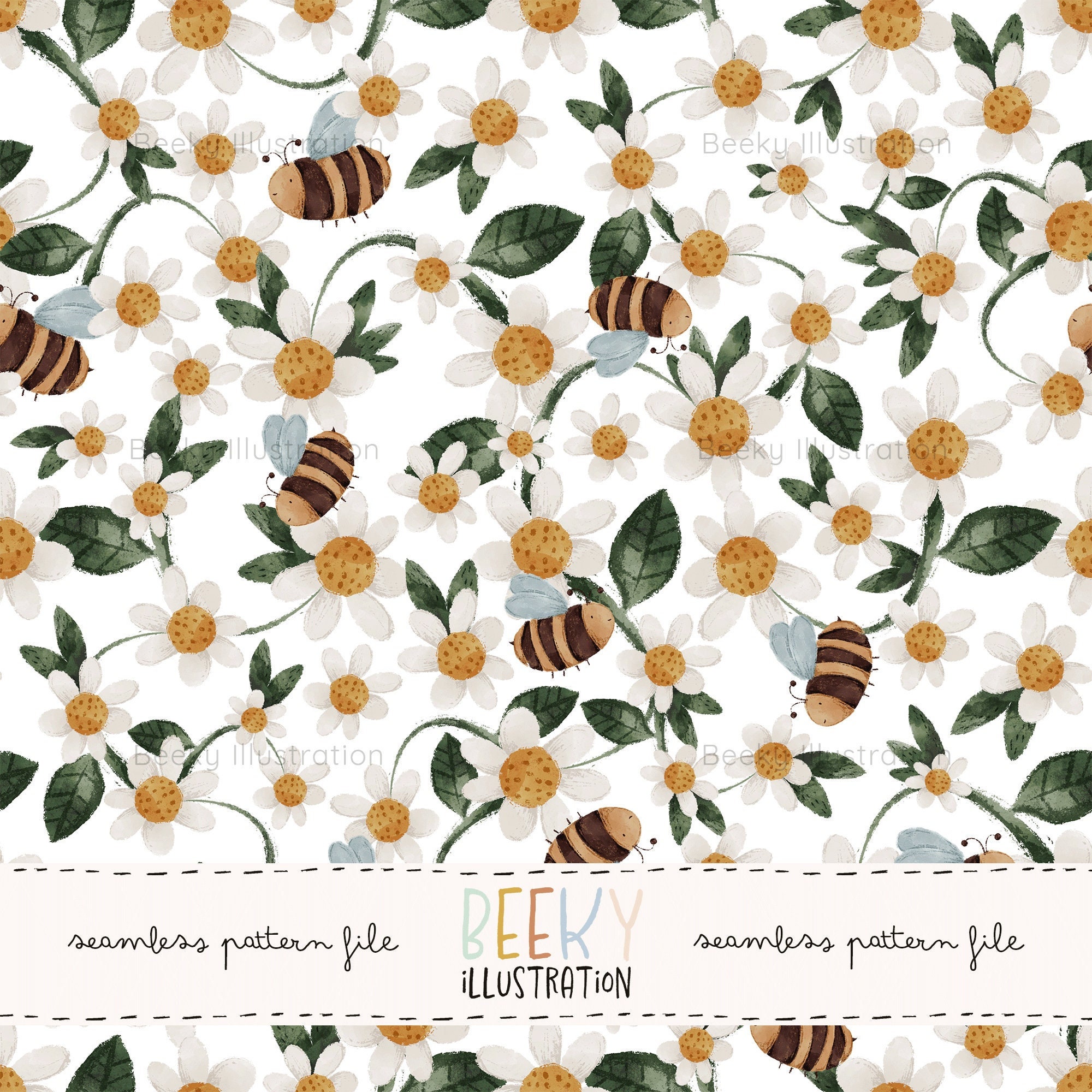 Daisy Seamless Pattern | DIGITAL DOWNLOAD | Easter Floral Seamless ...