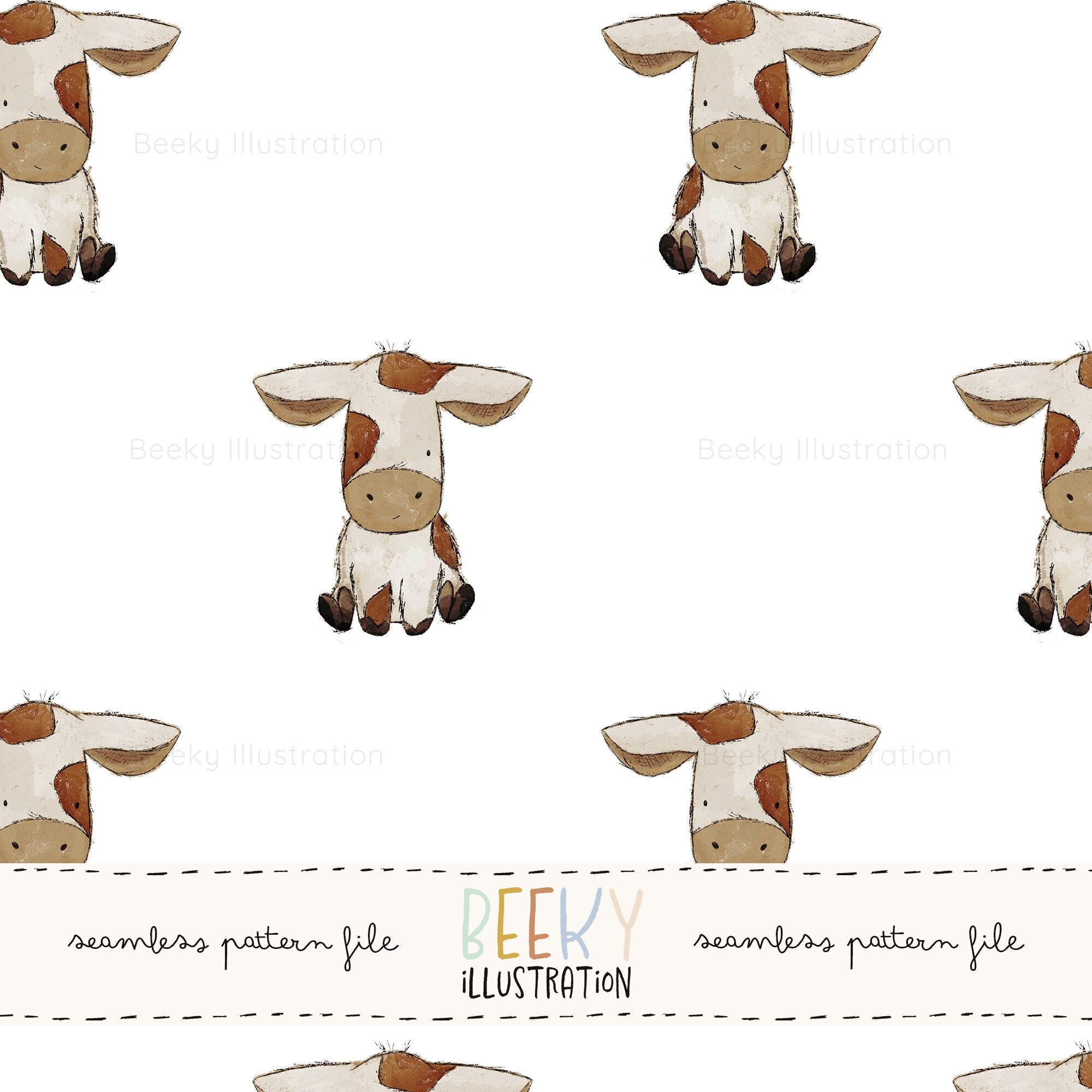 Cow Seamless Pattern DIGITAL DOWNLOAD Farm Animal Seamless Pattern ...
