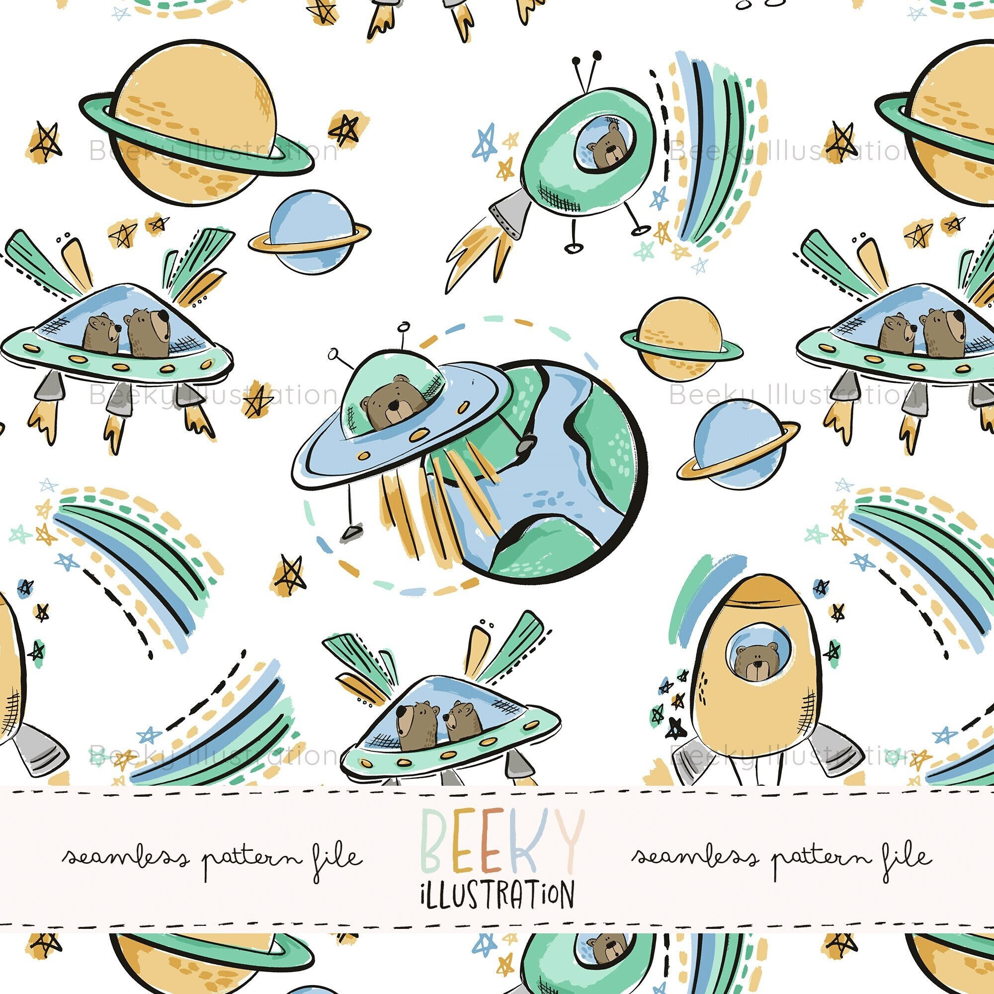 Space Seamless Pattern | DIGITAL FILE | Outer Space Digital Paper ...