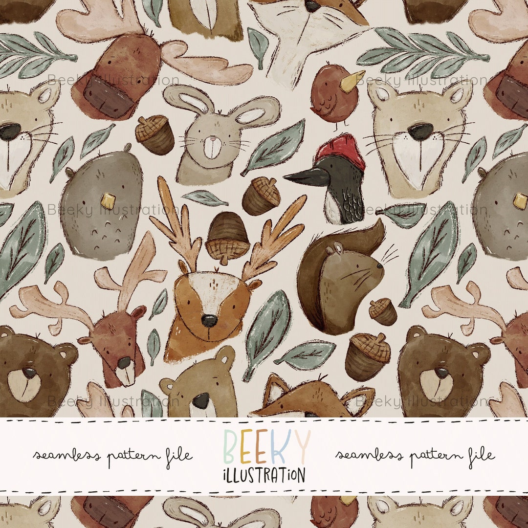 Woodland Animals Seamless Pattern | DIGITAL FILE | Woodland Digital ...