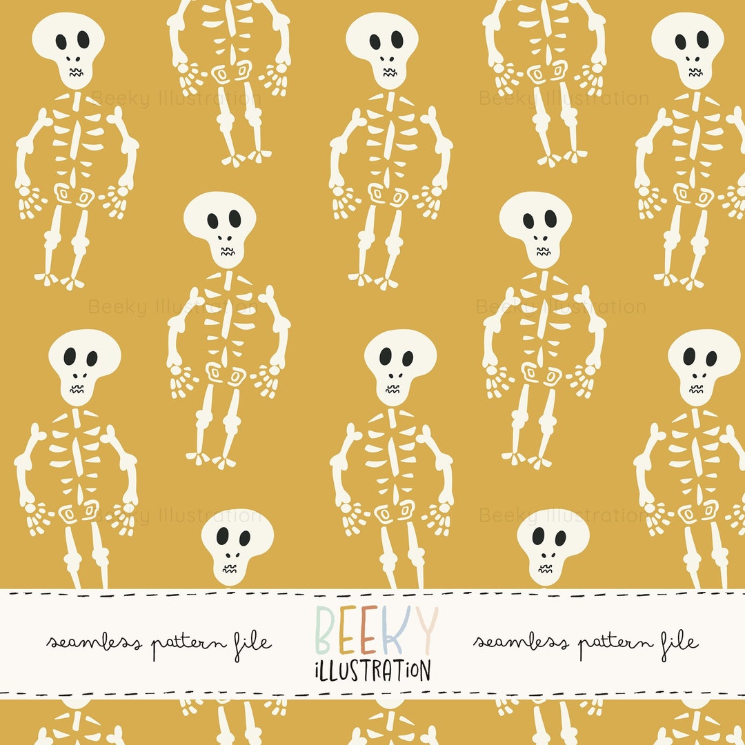 Skeleton Seamless Pattern | DIGITAL DOWNLOAD, Halloween Seamless ...